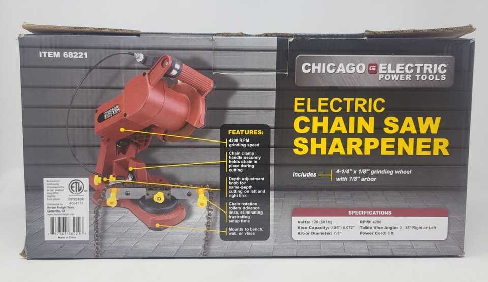 Chicago Electric Power Tools Chainsaw Sharpener 68221 Intertek 5000 RPM ...