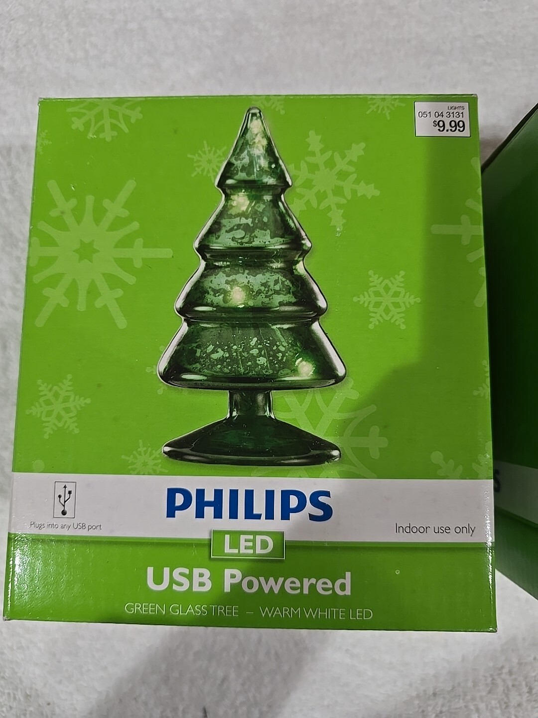 Lot of 2 Philips LED USB Powered Glass Christmas Trees Red and Green | eBay