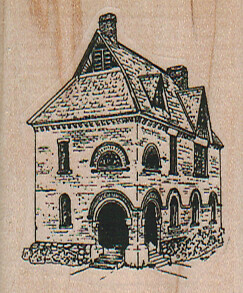 Brick Building Peak Roof 1 3/4 x 2" Rubber Stamp, Structures Stamp ...