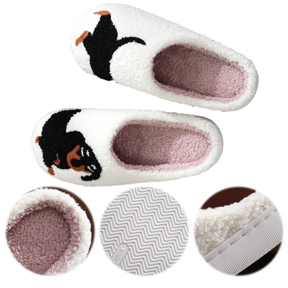 Fuzzy Dog Slippers Plush Dachshund Slippers Cute Fluffy Home Slippers ...