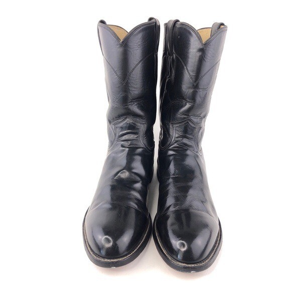 Justin 3133 Jackson Black Leather Western Roper Boots Mens Size 11 B ...