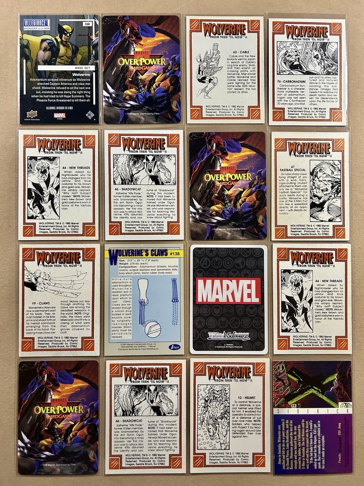 Marvel Cards Collection - Wolverine. Metal, Gold Sig, Pblast, Vintage ...