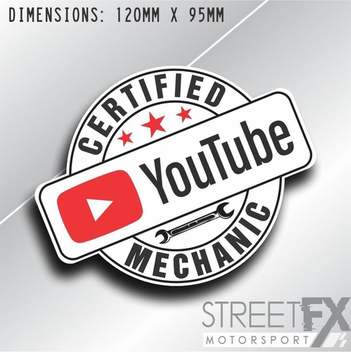 Youtube certified mechanic auto car sticker decal bumper toolbox DIY ...