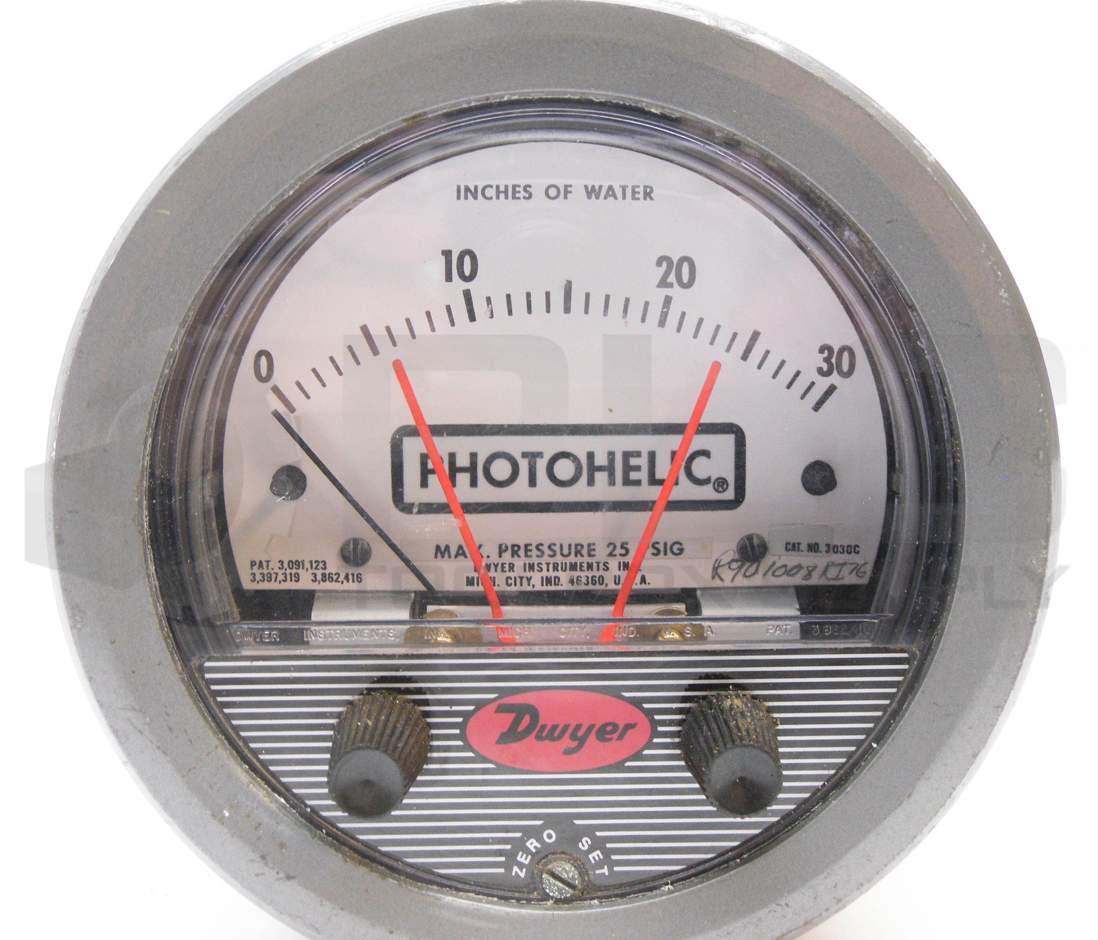 DWYER INSTRUMENTS HH-117VAC PHOTOHELIC GAGE 25PSIG 0-30" 117V 50/60HZ ...