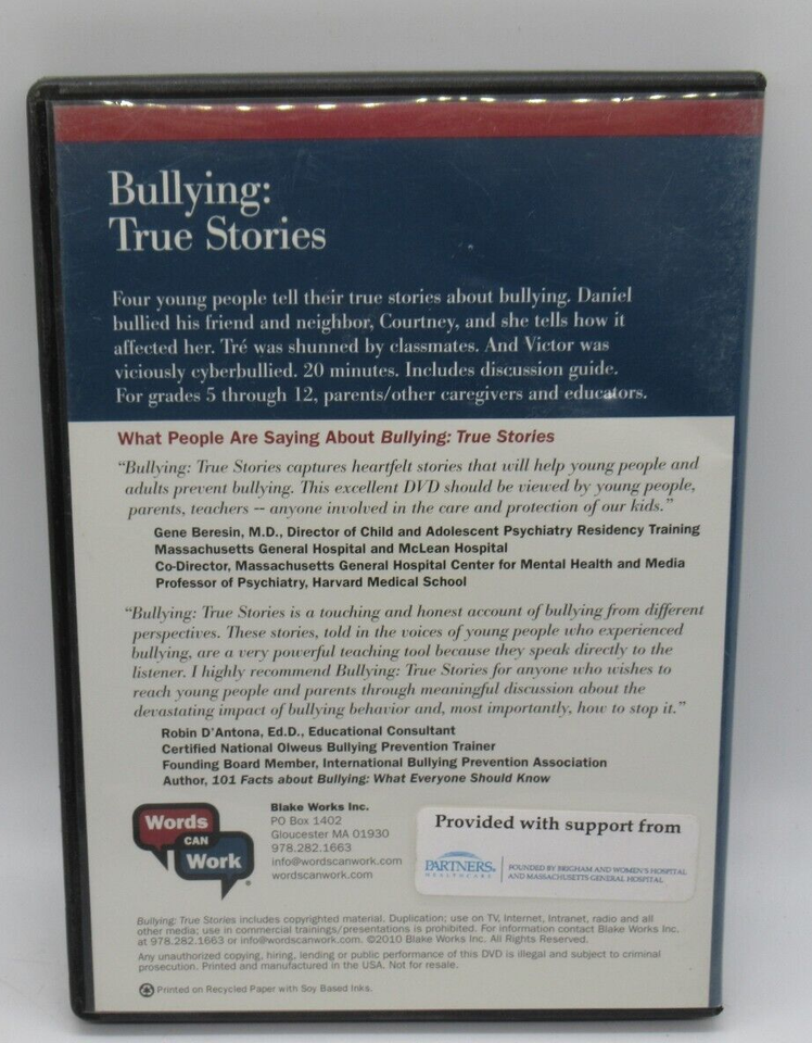 BULLYING: TRUE STORIES DVD DOCUMENTARY, 4 YOUNG PEOPLE TELL THEIR ...