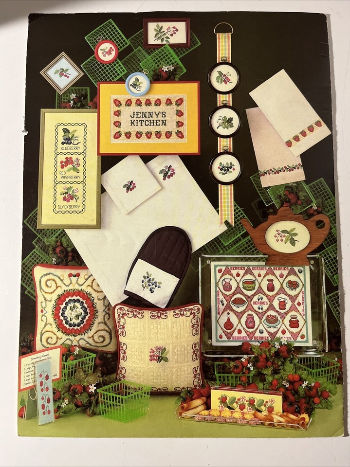 Leisure Arts BERRY DESIGNS & BORDERS Cross Stitch Needlepoint Leaflet ...
