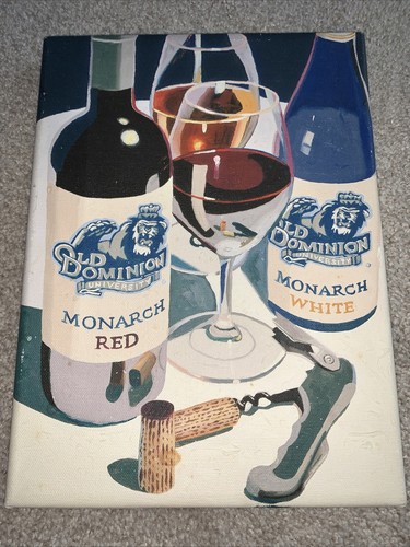 Old Dominion University ODU Canvas Painting Signed 9x12” Wine | eBay