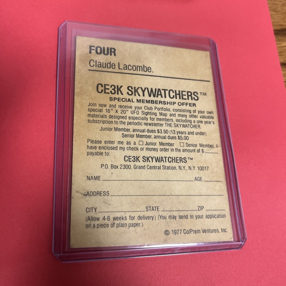 1977 Wonder Bread Close Encounters of the 3rd Kind Card #4 CLAUDE ...