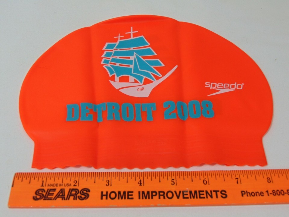 NEW SPEEDO SWIM CAP ORANGE DETROIT 2008 COLUMBIA CAA SWIMMING DOME | eBay