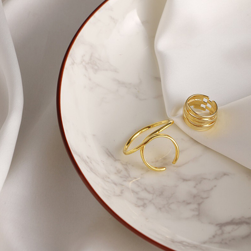 2Pcs/set Exaggerated Lines Rings Women Fashion Simple Distorted Geometric Ring | eBay