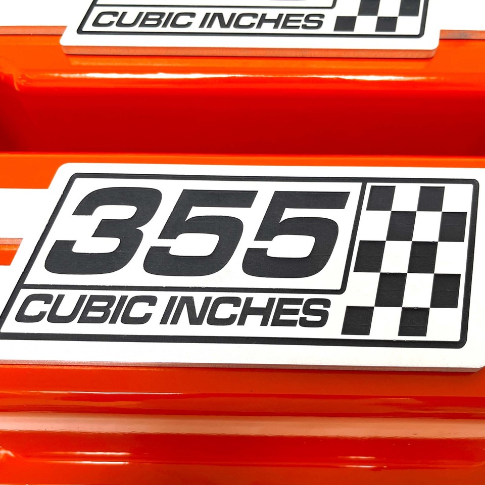 Small Block Chevy 355 Orange Valve Covers & 15" Oval Air Cleaner Kit ...