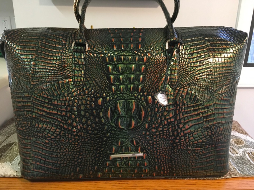 NWT BRAHMIN EXTRA LARGE DUXBURY SAMBA MELBOURNE LEATHER WEEKENDER TOTE ...