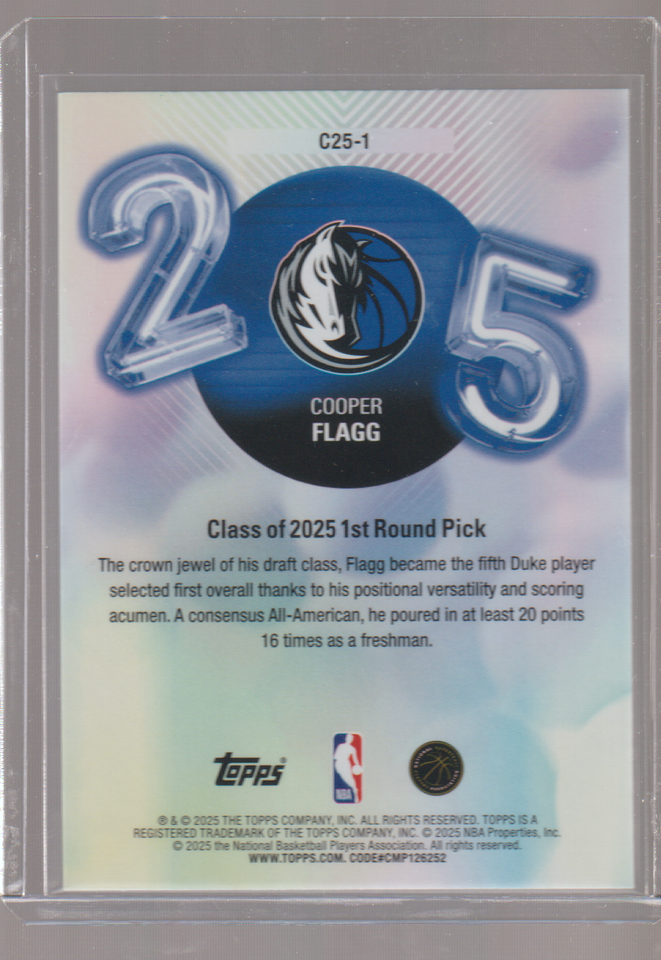 2025-26 Topps COOPER FLAGG RC Class Of 2025 Insert C25-1 Mavericks Rare! | eBay