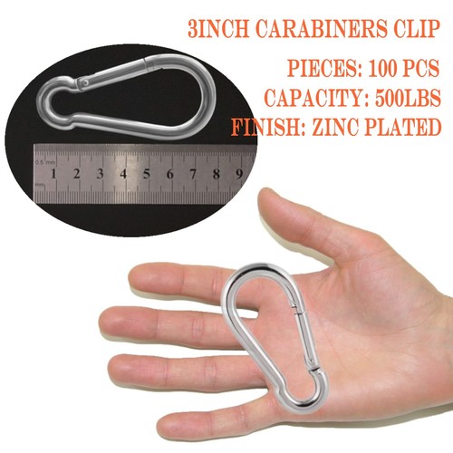 100Pack Heavy Duty Carabiner Clips, M8 5/16" Spring Snap Hooks 3Inch ...