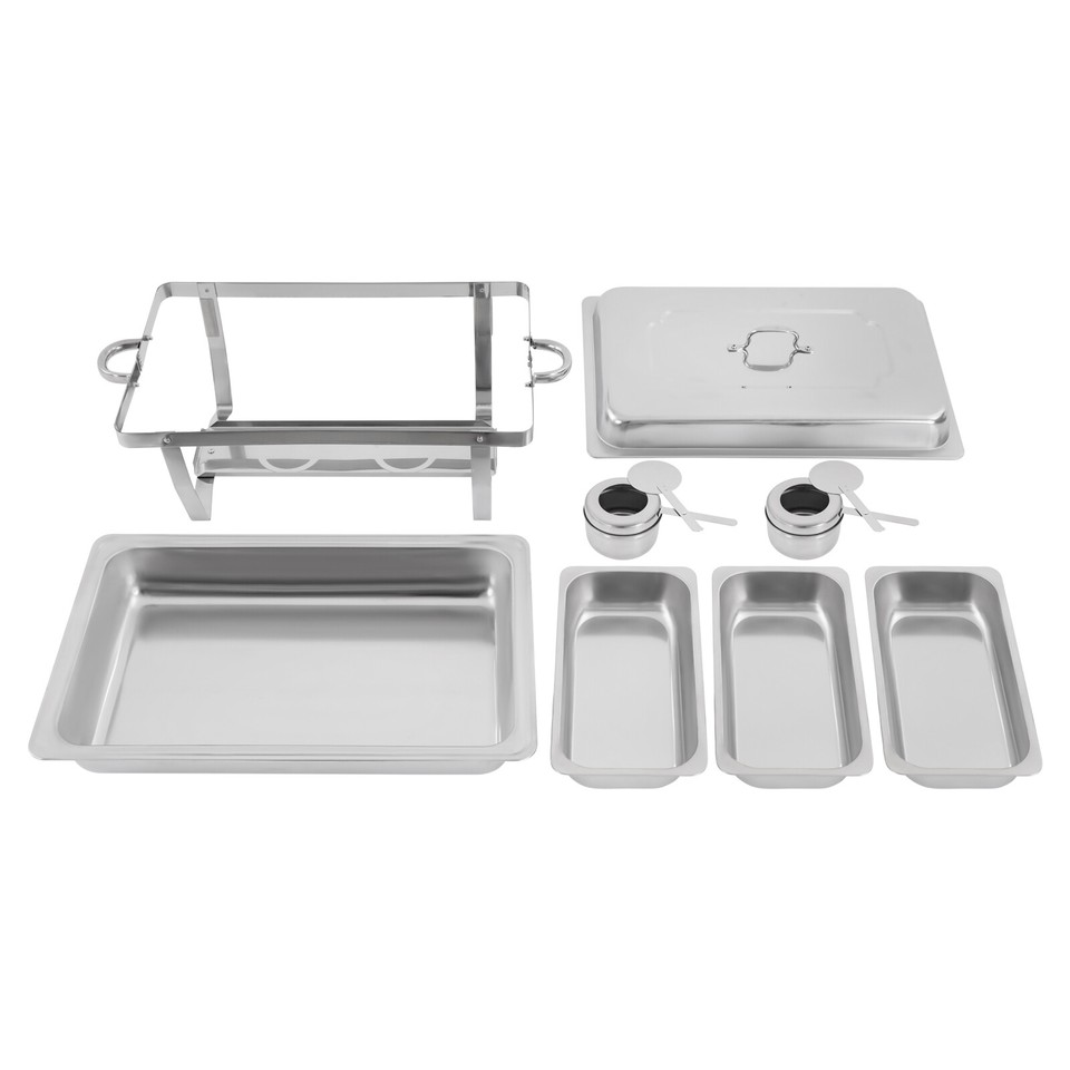 3 Pan Food Warmer Stainless Steel Buffet Set Food Pan Catering Chafer ...
