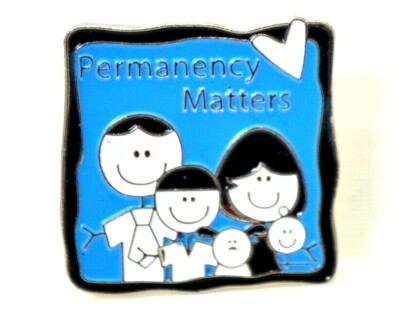 Adoption Permanency Matters Pin Silver Tone Enamel Lapel Hat Bag Gear ...