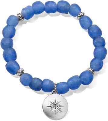 Brighton Sea Shore Compass Blue Silver Crystal Bead Stretch Bracelet ...
