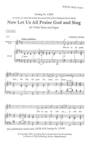 Now Let Us All Praise God And Sing Sheet Music SA Treble Chorus Organ ...