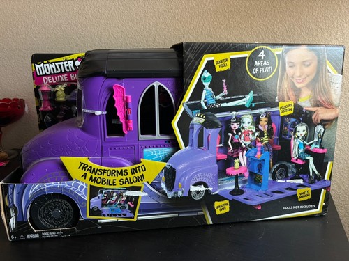 Monster High Doll Deluxe School Bus & Mobile Spa Salon Playset 2017 ...