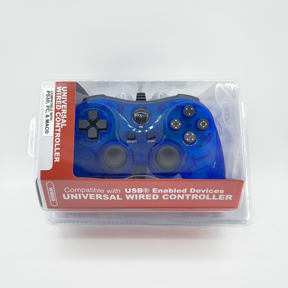 TTX Tech PC and PlayStation 3 PS3 USB Wired Controller Clear Blue | eBay