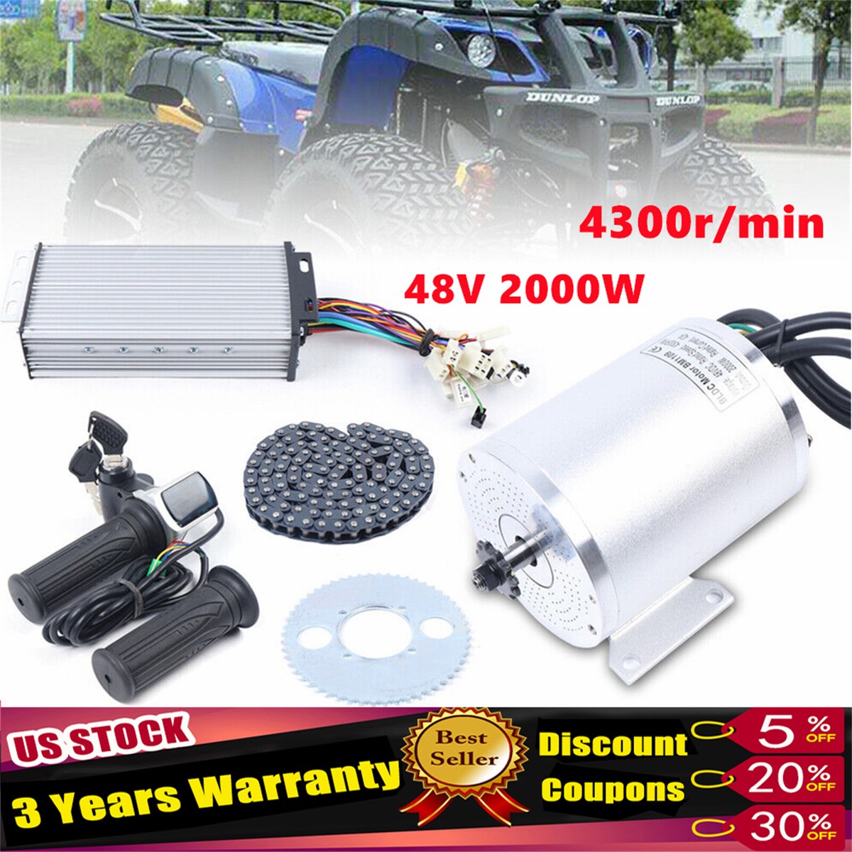 5000w Motor Kit Electric Brushless DC Motor Complete Kit, 48V 2000W ...