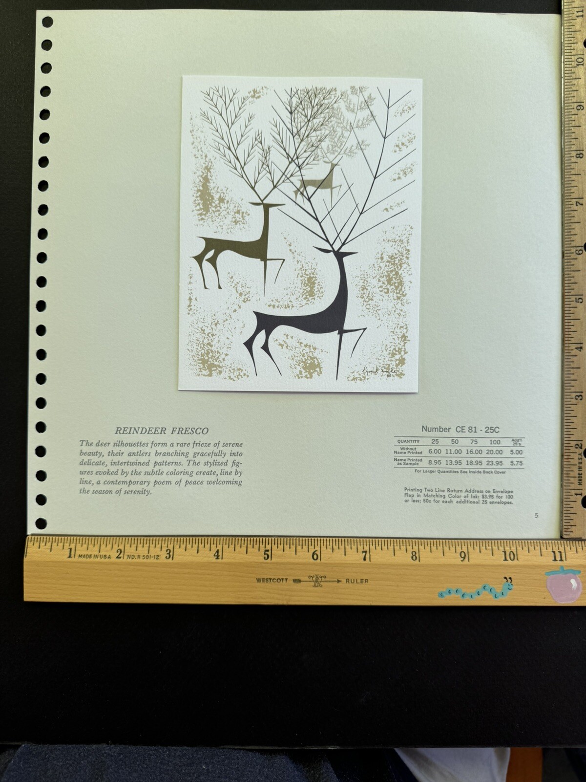 REINDEER FRESCO ~ EYVIND EARLE ~ VTG Irene Dash Xmas Greeting Card ...