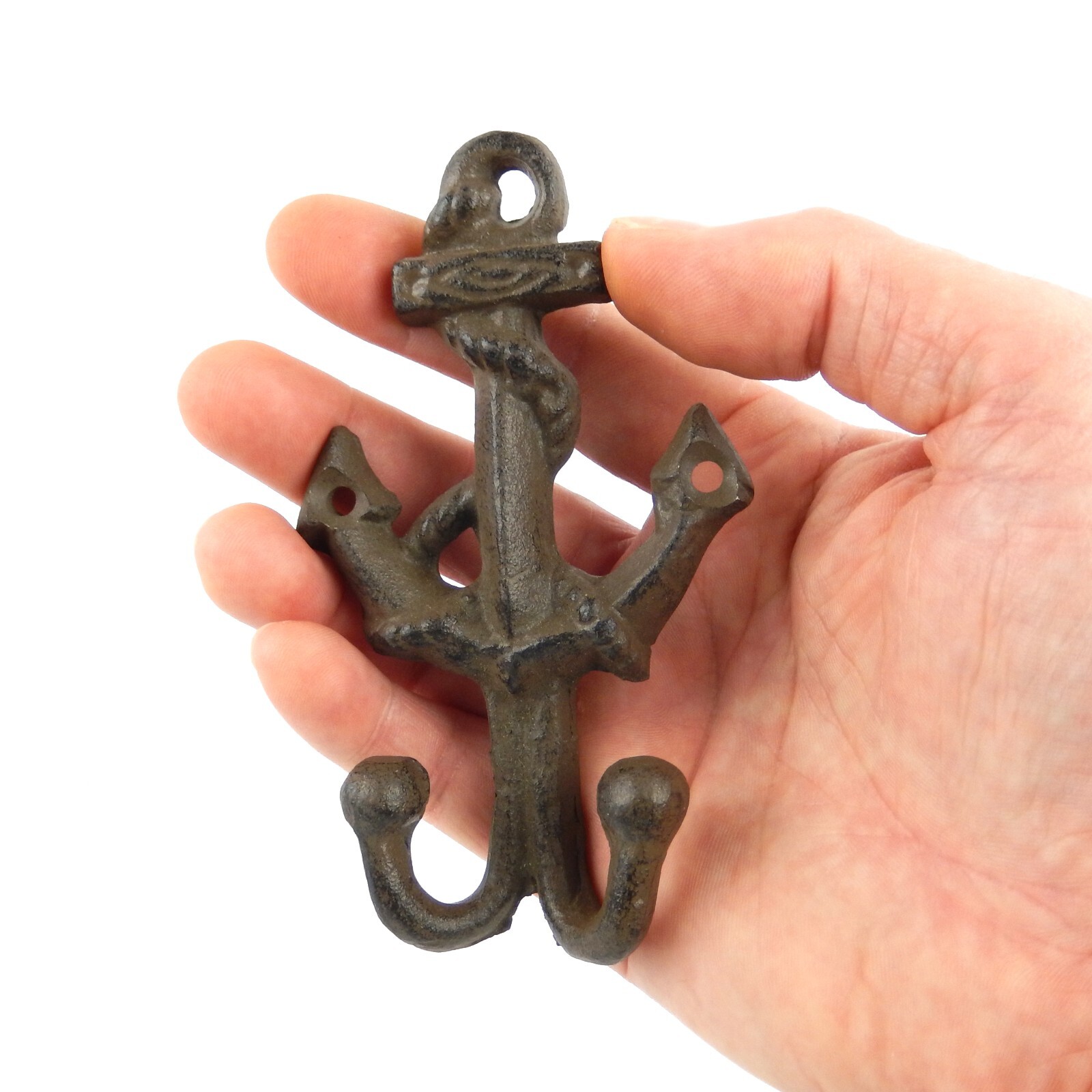 Small Cast Iron Ship Anchor Double Wall Hook Key Coat Hanger Nautical ...