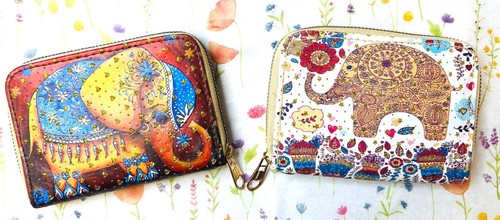 2- Elephant-Themed Zip-Around Wallets With Wrist Straps Compartments 6 ...