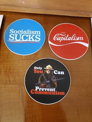 PRO CAPITALISM ANTI COMMUNISM Funny Sticker Lot Of 3 USSR CCCP SMOKEY ...