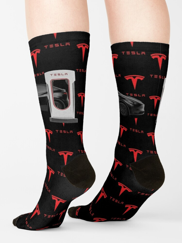 Tesla Model Y Sublimated Crew Socks, Supercharger Vacation Socks Unisex ...