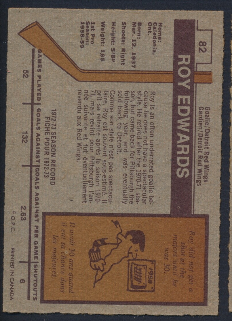 1973-74 O-Pee-Chee #82 Roy Edwards (dark back) | eBay