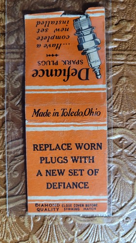 1930's Defiance Spark Plugs "Diamond Quality" Match Cover Matchbook | eBay
