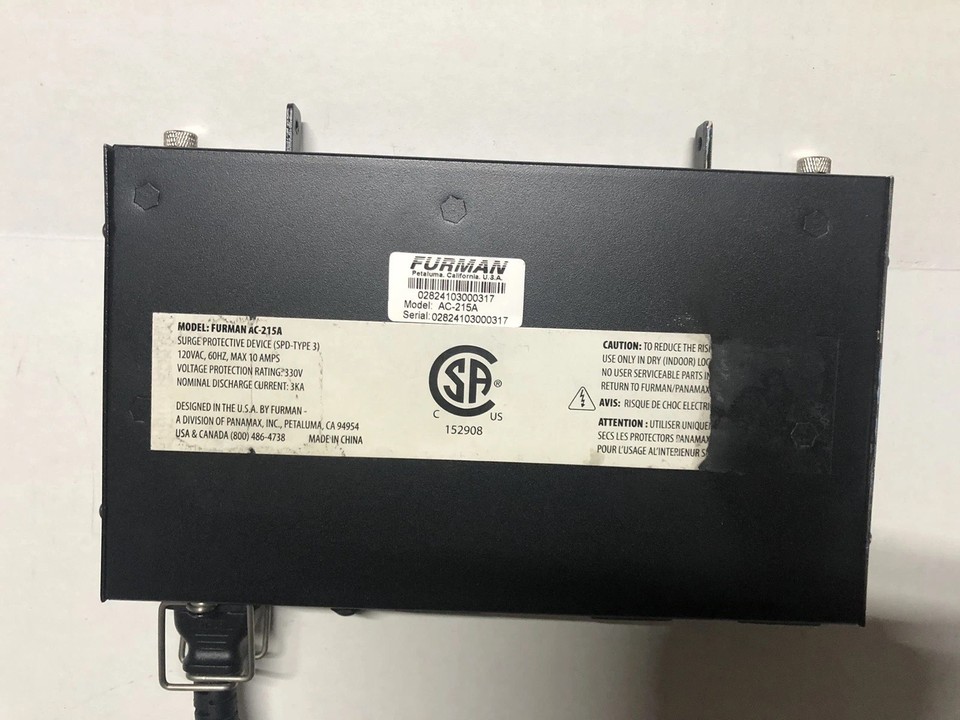 Furman AC-215A AC Power Conditioner SMP EVS LiFT 10A 120VAC 60Hz 1200 ...
