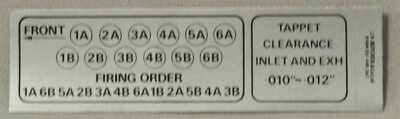 Jaguar V12 HE Firing order/tappet clearance Sticker. Genuine Jaguar ...