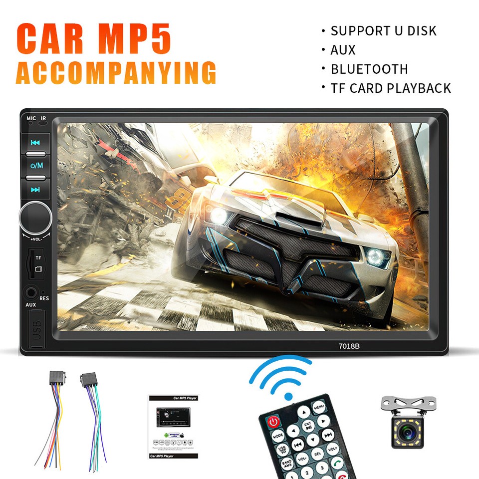 7" Double 2 DIN Car MP5 Player Bluetooth Touch Screen Stereo Radio With ...