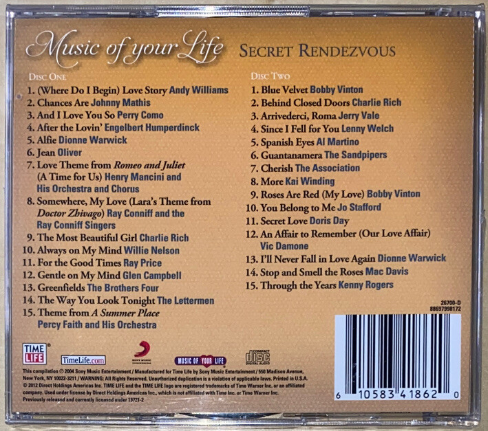 Music Of Your Life: Secret Rendezvous [VA] (2CD’s, 2012, Time Life) New ...