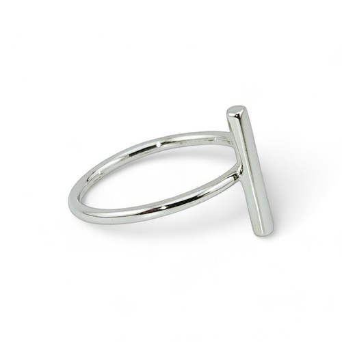 Sleek Sterling Silver Bar Ring - Elegantly Crafted with Rhodium Plating ...