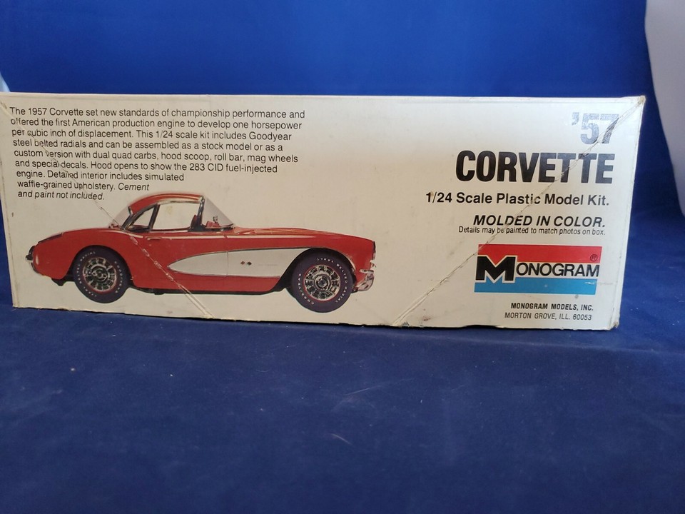 1957 Corvette Convertible Roadster 1:24 Monogram Plastic Model Vintage ...