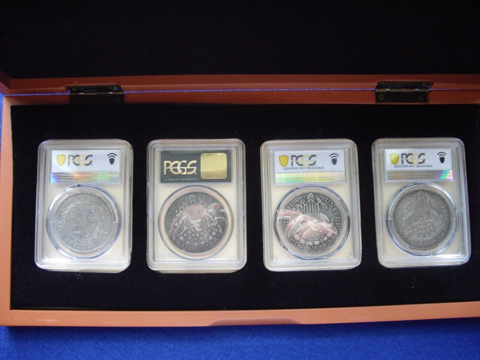 4 Coin Lot~ 1797-1800 PCGS Draped Bust Dollars ~ Wood Display Box ~Free ...