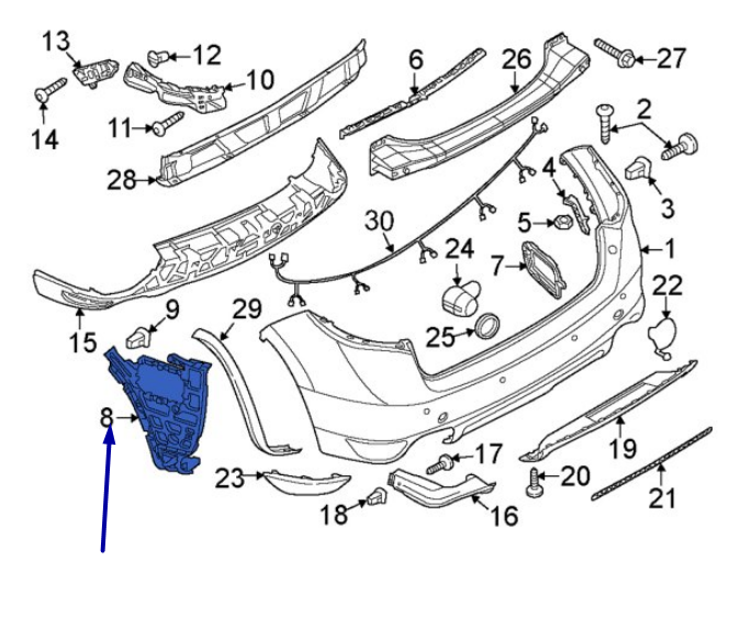 PORSCHE CAYENNE 92A Rear Left Bumper Bracket Guide 95850537700 NEW ...