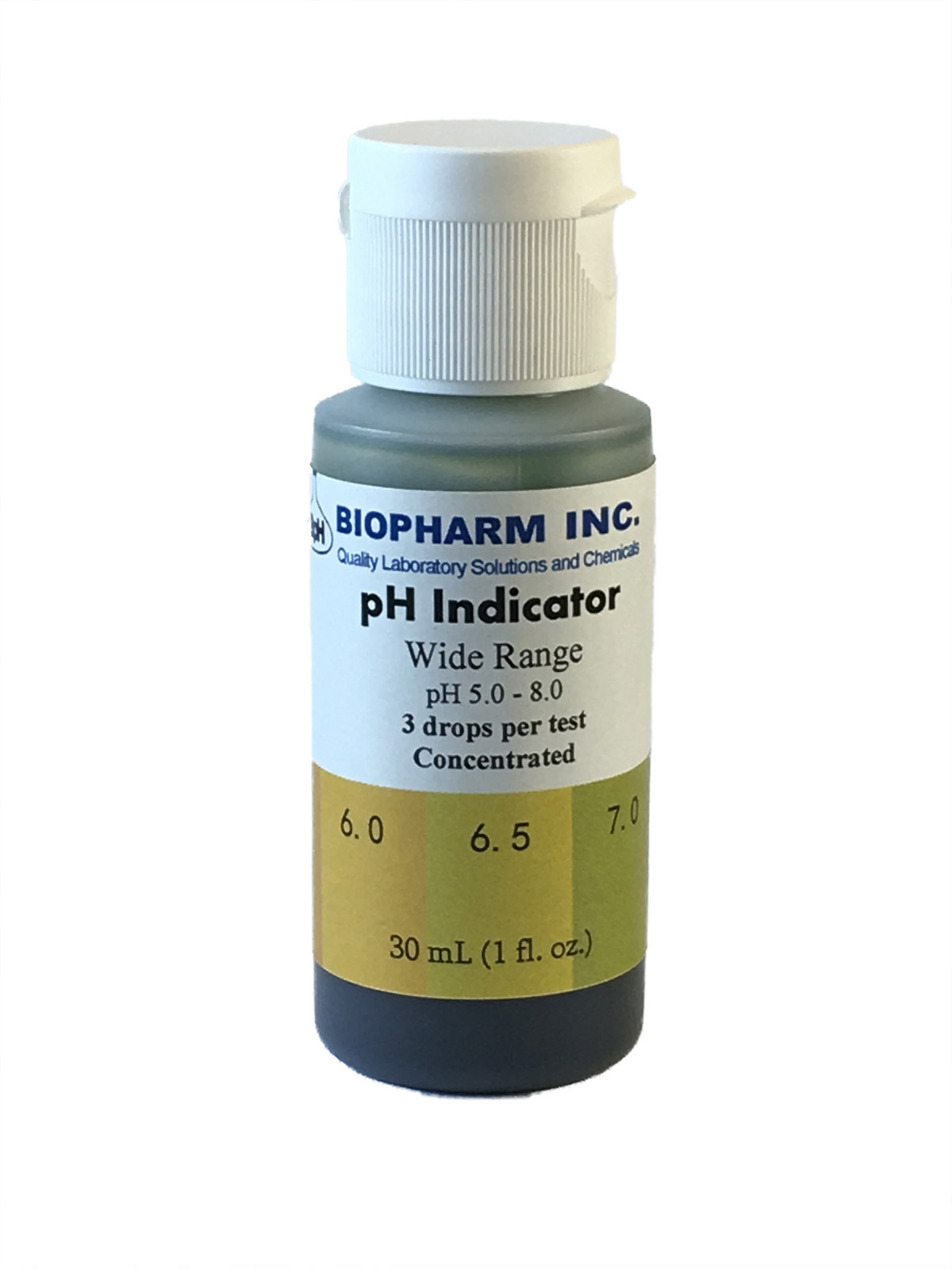 Biopharm Wide Range pH Indicator Solution 30 mL with 2 Empty Capped ...