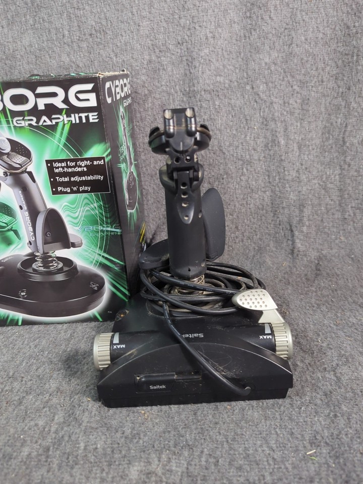 Saitek Cyborg Graphite PC Joystick Game Controller USB Flight Stick | eBay