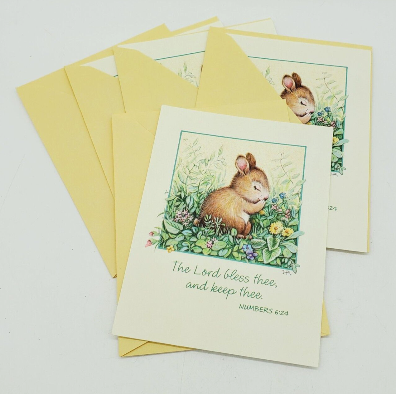Ambassador Hallmark Cards Vtg Praying Bunny Blank Note Cards Numbers 6: ...
