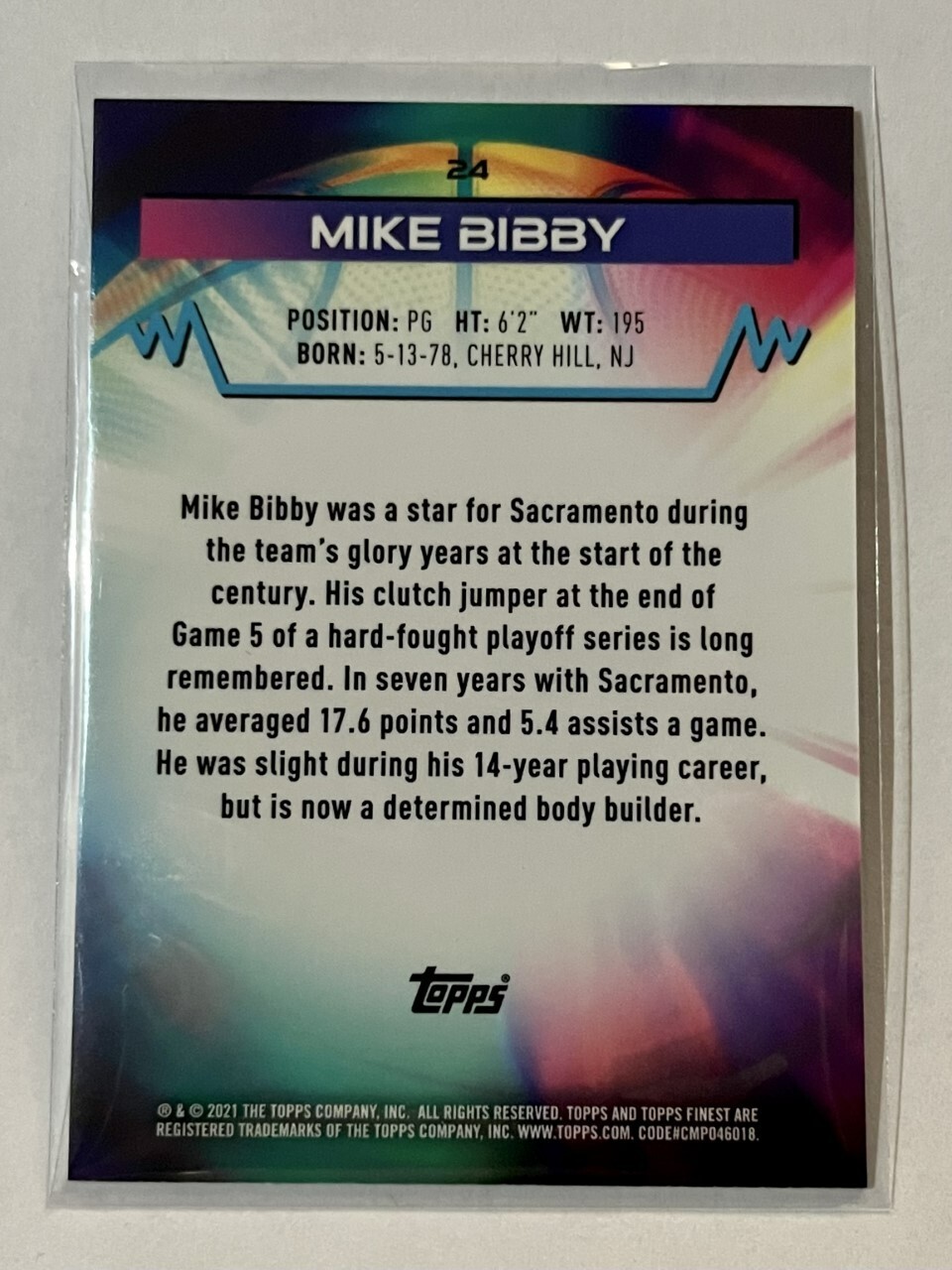 2021 Topps Finest #24 MIKE BIBBY Purple Refractor *SP* 165/250 - KINGS ...
