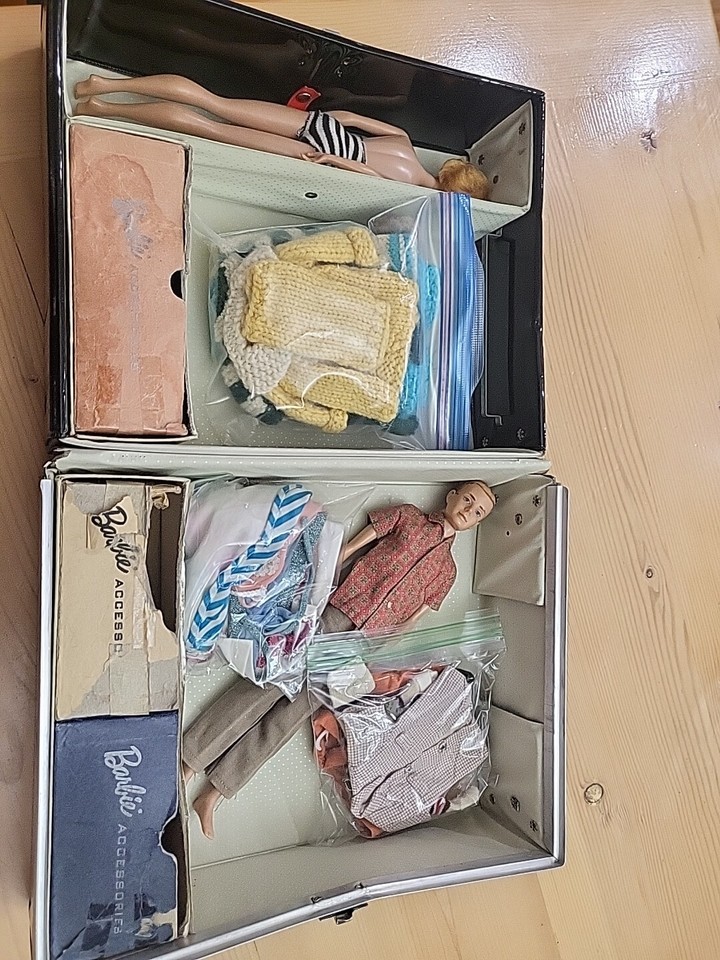 1959 Barbie Carrying Case With Original Ken And Barbie With Clothing | eBay