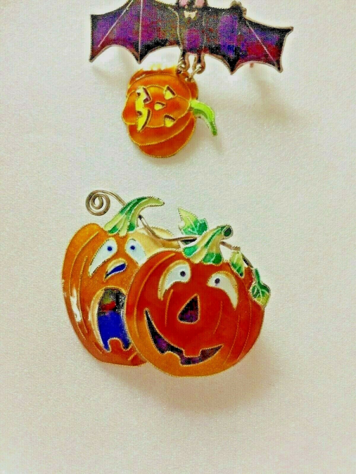 HALLOWEEN hand enameled PUMPKINS pins- SET of 2 | eBay