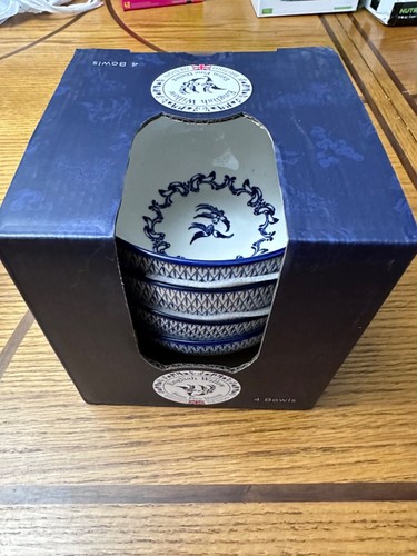 NEW Eaton Fine Dining Blue & White 4pc English Willow Soup Bowls | eBay