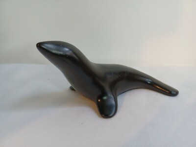 Pearlite Stonecraft Seal Figurine handcrafted Canada Black Wooden Sea ...