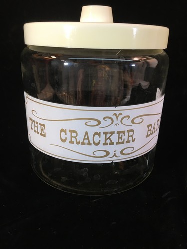 Vintage Pyrex THE CRACKER BARREL Glass Storage Jar w/Lid | eBay