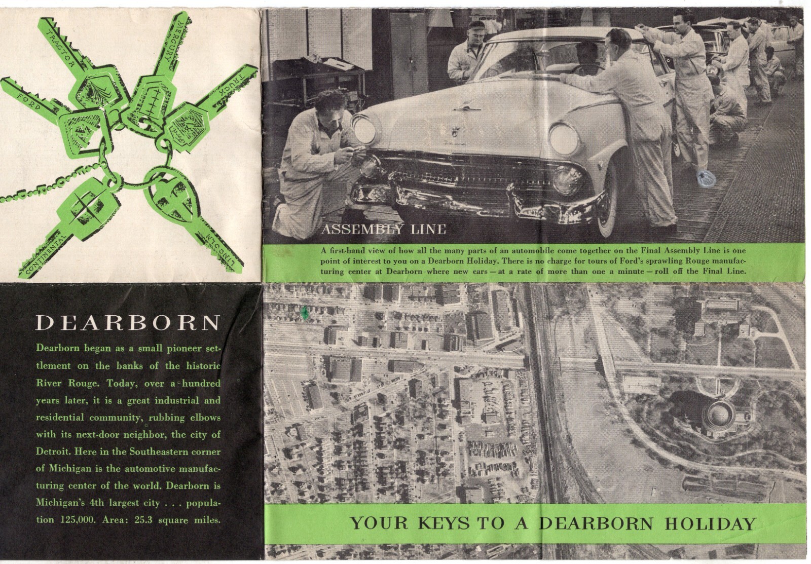 Dearborn MI AAA Brochure Map FORD Assembly ROTUNDA Vintage 1950's ...